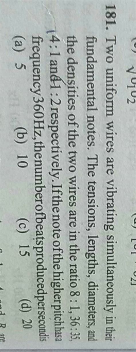 Two Uniform Wires Are Vibrating Simultaneously In Their Fundamental Notes