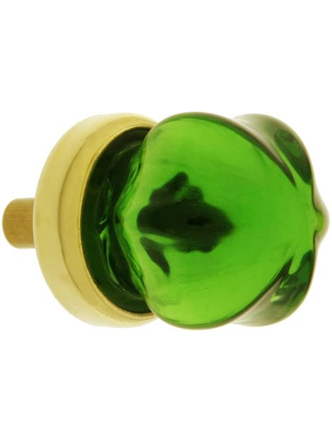 Small Victorian Style Glass Cabinet Knob With Brass Base House Of