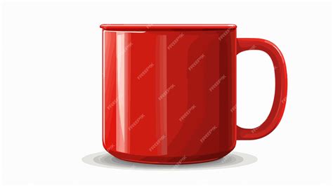 Premium Vector A Red Mug With A Handle On A White Background