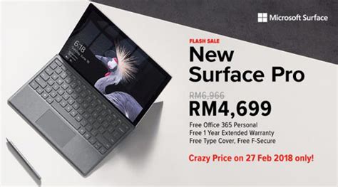 【今晚272 8点】microsoft New Surface Pro笔电限时大优惠！限定两小时，折扣rm1300！