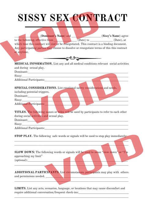 Sissy Sex Contract Etsy