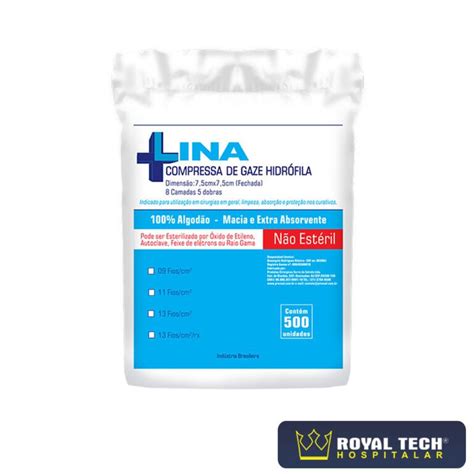 Compressa Gaze Lina 13f 7 5cmx7 5cm Pct500un Procsel Royal Tech