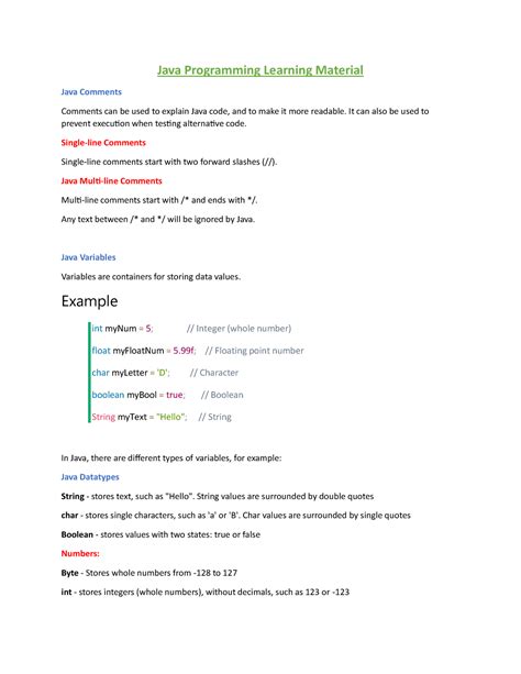 Java Programming Learning Material It Can Also Be Used To Prevent