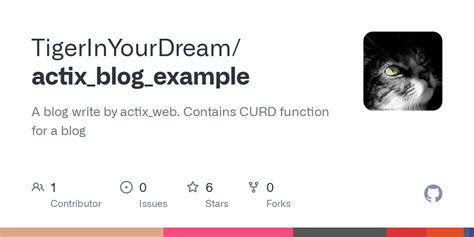 Github Tigerinyourdreamactixblogexample A Blog Write By Actixweb
