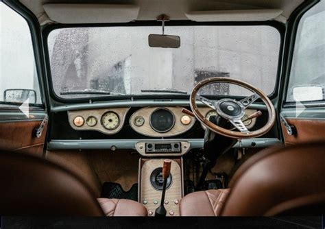 Austin Mini Interior With Classic Dashboards And Steering Wheel