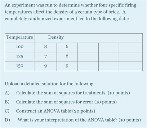 An Experiment Was Run To Determine Whether Four