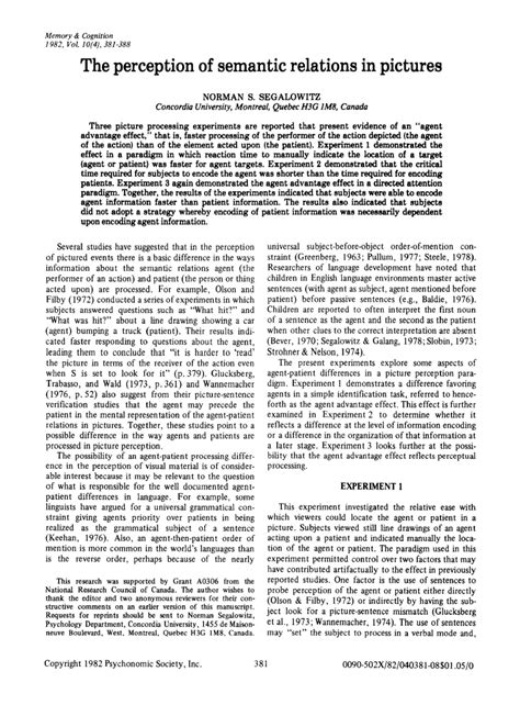 Pdf The Perception Of Semantic Relations In Pictures