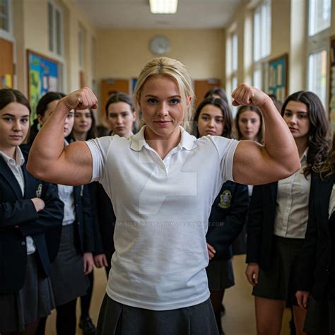 Muscular High School Girl Flexing Her Biceps By Musclegirlcreations On