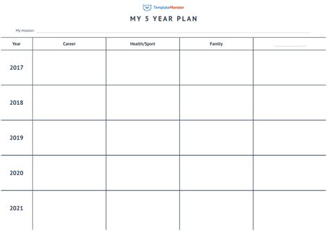 5 Year Plan Template Free