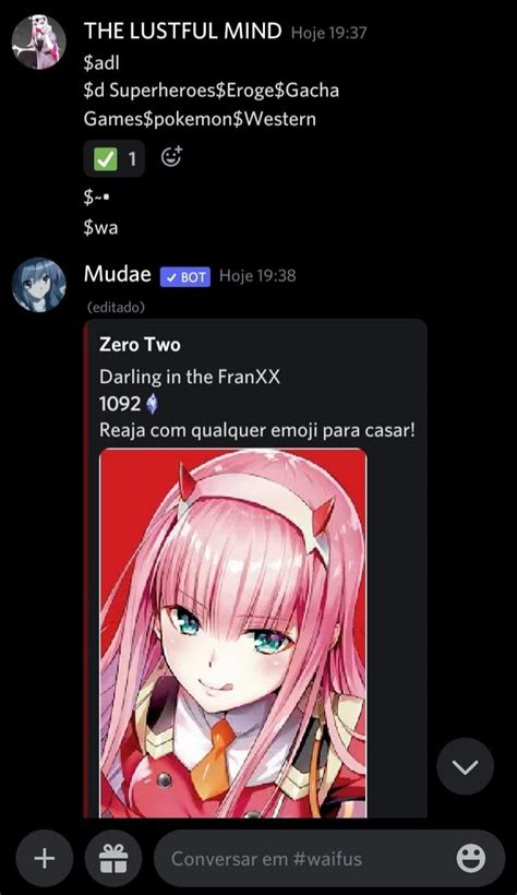 Wtf Mudae 2 Zero Two In The Same Day The Second I Lost Because I Am Dumb And Forgetted That I