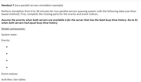 Handout 7 Two Parallel Servers Simulation Example