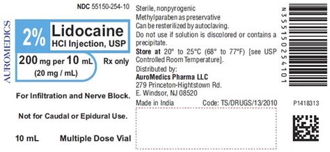 Lidocaine 2 Hcl For Injection 10ml Mutli Dose Vials Single Vial Rx
