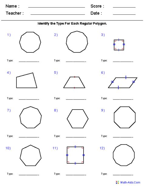 5th Grade Geometry Worksheets