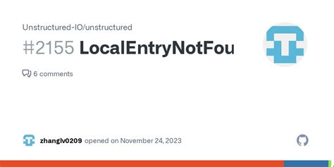 Localentrynotfounderror Issue Unstructured Io Unstructured Github