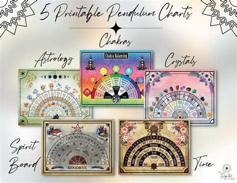 Pendulum Chart Bundle 5 Printable Pendulum Boards Astrology
