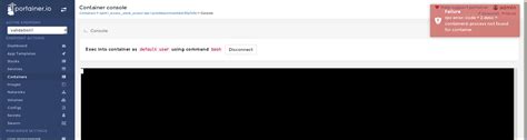 No Such Exec Failure In Container Console On Remote Host Issue Portainer Portainer