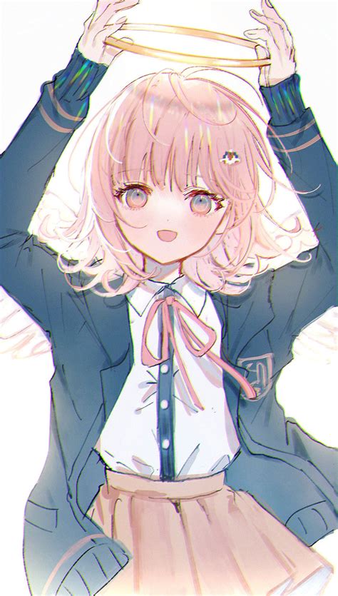 Safebooru 1girl D Arms Up Bangs Black Jacket Black Shirt Brown Skirt