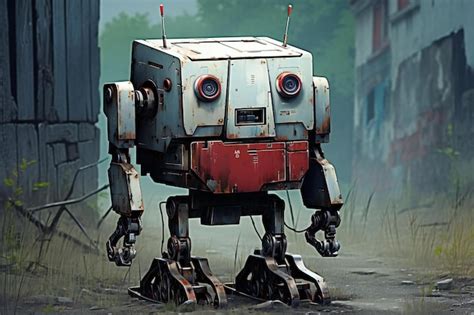 Premium Photo Old Rusty Robot In The Ruins Of An Abandoned Factory