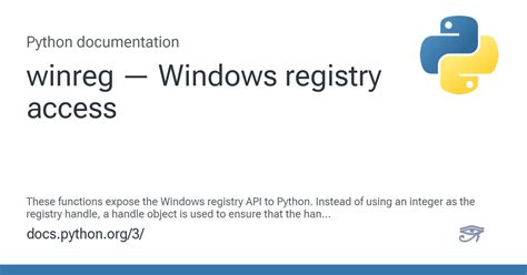 Winreg — Windows Registry Access — Python 3137 Documentation