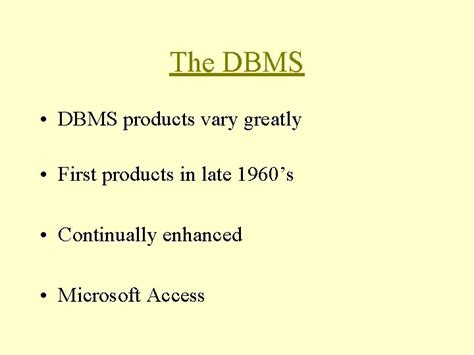 A DBMS EXAMPLE SECTION A Broad Overview