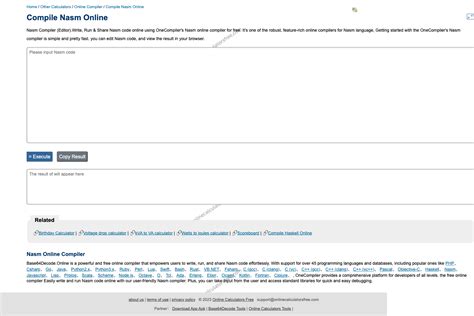 Compile Nasm Online Fast And Easy Assembly Coding Calculatorfree