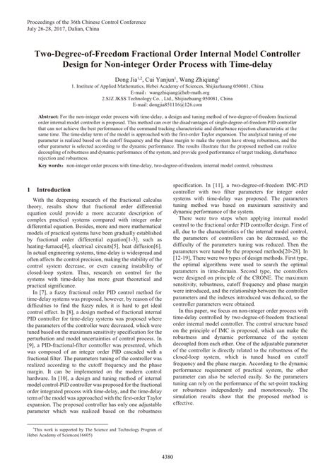 Pdf Two Degree Of Freedom Fractional Order Internal Model Controller