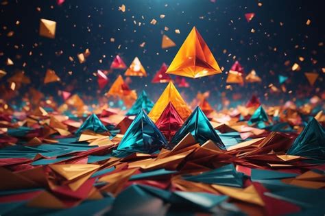 Premium Ai Image Abstract 3d Rendering Of Flying Triangles