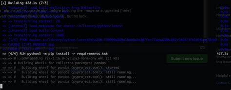 Exercise Docker Build Hanging On Building Wheel For Pandas Pyproject Toml Issue