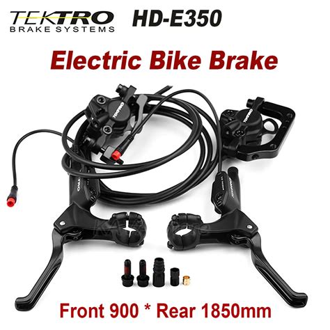 Tektro E350 전기 자전거 유압 브레이크 전면 후면 900mm 1850mm Ebike 디스크 브레이크 전원 차단 레버 180mm 로터 듀얼 피스톤