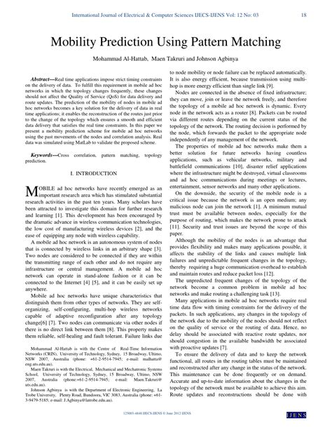 Pdf Mobility Prediction Using Pattern Matching