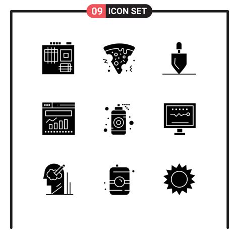 User Interface Pack Of 9 Basic Solid Glyphs Of Spray Graphic Rake Designer Internet Editable