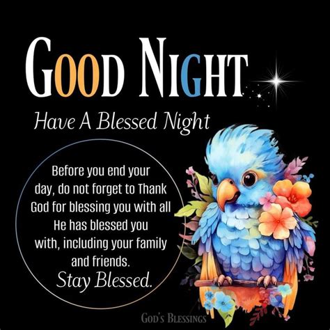 Good Night Blessing With Bird And Tree Good Night Prayer With
