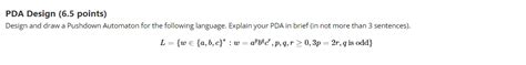 solved pda design 6 5 points design and draw a pushdown