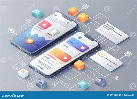 Smartphone Mobile App Interface Mockup With Ui Active Blocks And