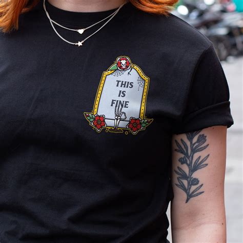 This Is Fine Front Print T Shirt Unisex Broken Society