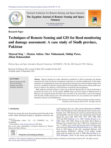 PDF Techniques Of Remote Sensing And GIS For Flood Monitoring And Damage Assessment A Case