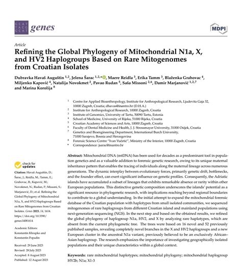 Mitochondrialdna Geneticsresearch Phylogenetics Institute For