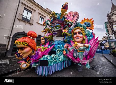 Huge Floats With Colourful Moving Figures Are Pulled Through The Streets Of The Town During The