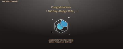 Atharv Chougule On Linkedin 100daysofcode Leetcode Codingmilestone