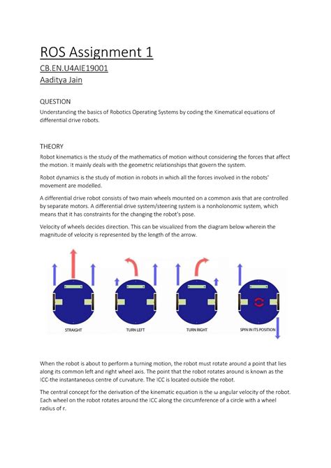 ROS A Sajith ROS Assignment CB EN Aaditya Jain QUESTION Understanding The Basics Of