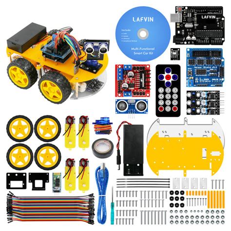 Lafvin Smart Robot Car Kit For Uno R3 For Arduino With Ultrasonic Sens Pfdeal