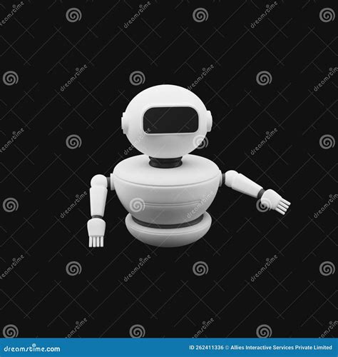 3d Render Style White Levitating Robot On Black Stock Illustration Illustration Of Circular