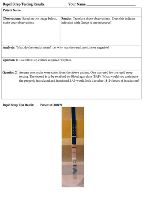 Solved Your Name Rapid Strep Testing Results Patient Name Chegg Com