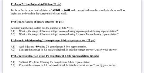 Solved Problem Hexadecimal Additoion Pts Perform The Chegg