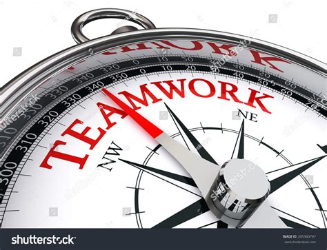 Teamwork Conceptual Compass Isolated On White Stock Illustration 205340797