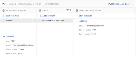 cannot display the fields from a sub collection of a collection in
