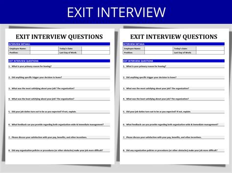 Exit Interview Questions Template: Streamline Offboarding With Editable HR Form - Etsy ...