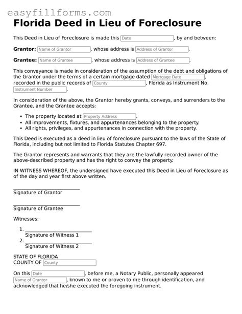 Download Florida Deed In Lieu Of Foreclosure Template • Easy Fill Forms