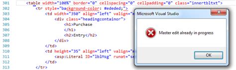 Visual Studio Error Master Edit Already In Progress Stack Overflow