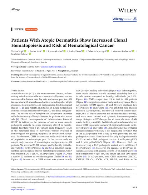 Pdf Patients With Atopic Dermatitis Show Increased Clonal
